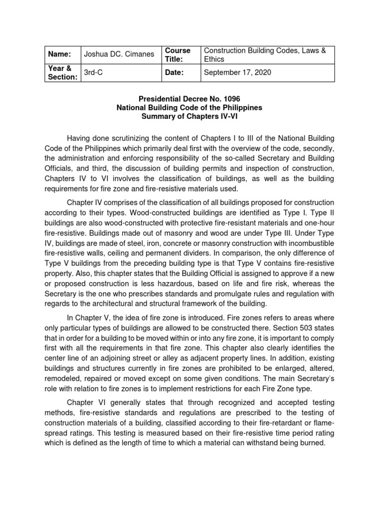 National Building Code of The Philippines Chapter IV-VI Summary | PDF ...
