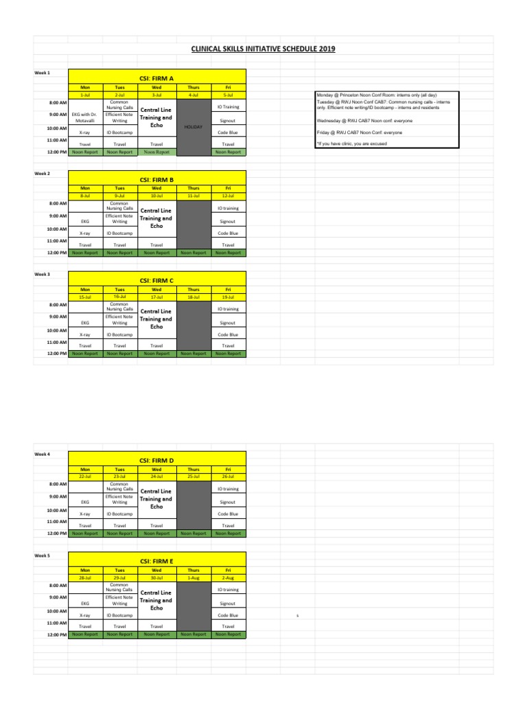 CSI Schedule 2019-2020 | PDF