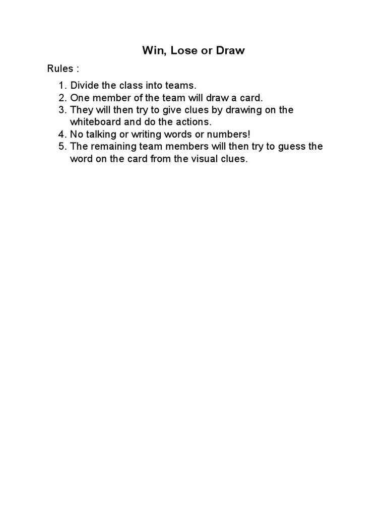 Win, Lose or Draw | PDF