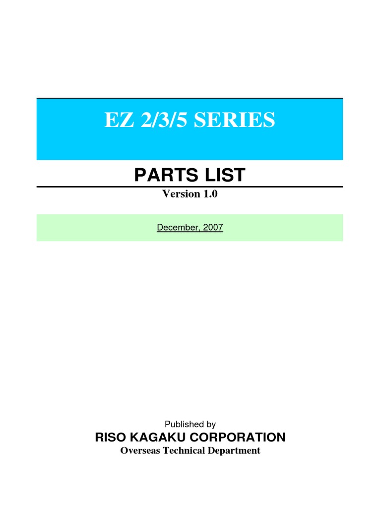 EZ 2/3/5 SERIES: Parts List | PDF | Gear | Transmission (Mechanics)
