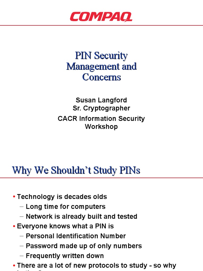 PIN Security Management and Concerns | PDF | Personal Identification Number | Key (Cryptography)