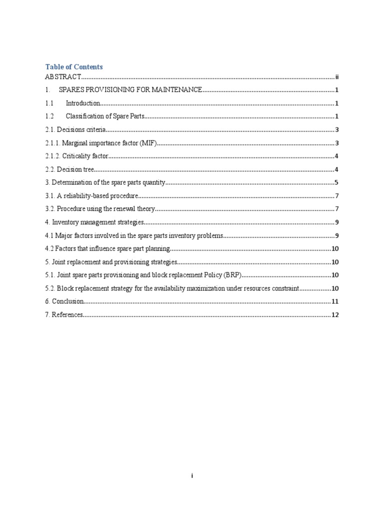 Spare Parts Identification and Provisioning for Multi-Component Systems ...
