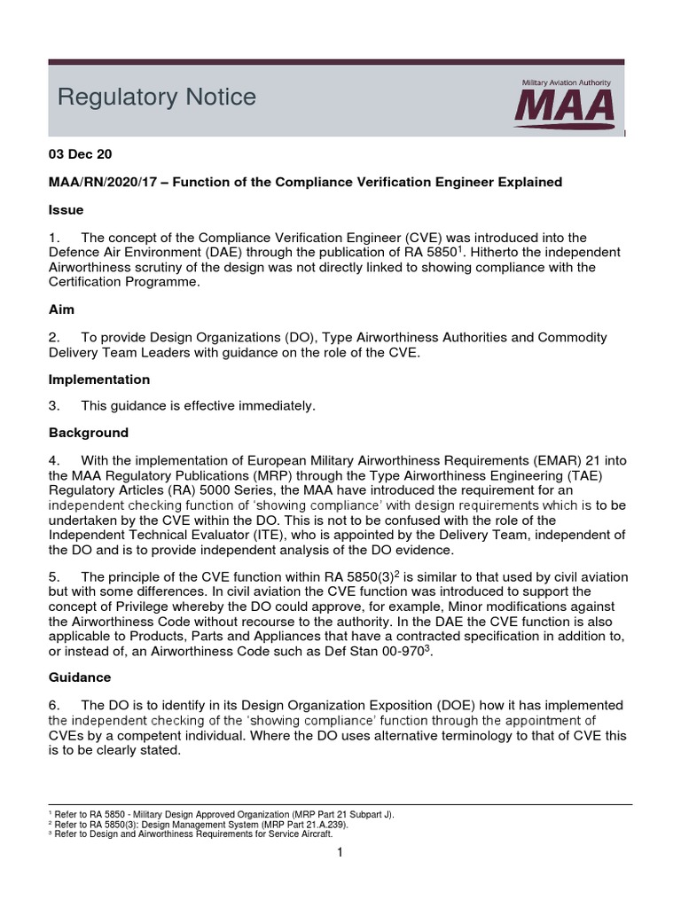 Maa RN 2020 17 | PDF | Verification And Validation | Regulatory Compliance