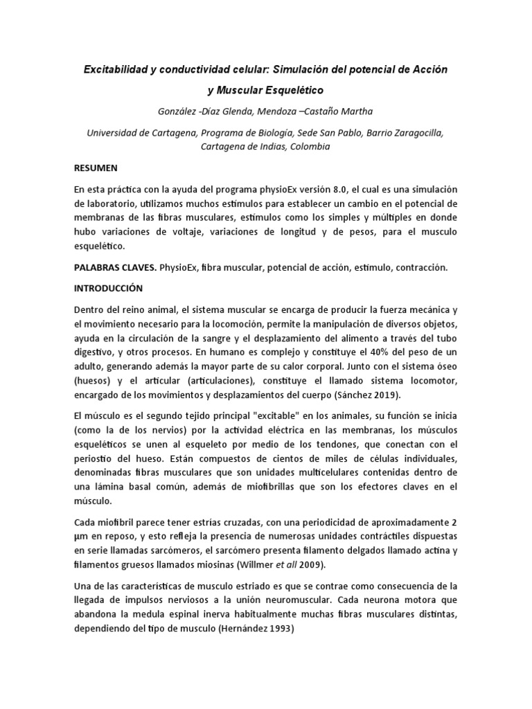 Excitabilidad y Conductividad Celular en Musculo | PDF | Contracción ...