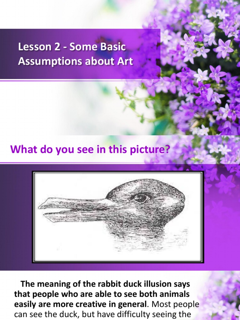 Lesson 2 - Some Basic Assumptions About Art | PDF | Perception | Idea