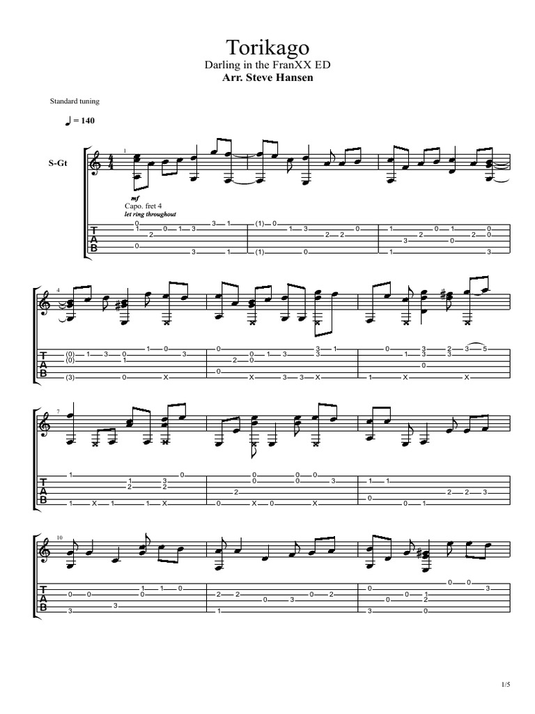 Torikago: Darling in The Franxx Ed | PDF | String Instruments | Guitar ...