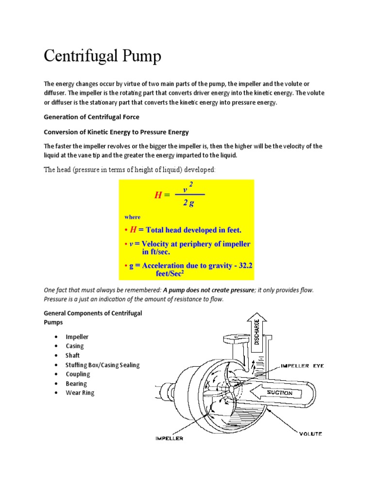 Centrifugal Pump: Generation of Centrifugal Force Conversion of Kinetic ...