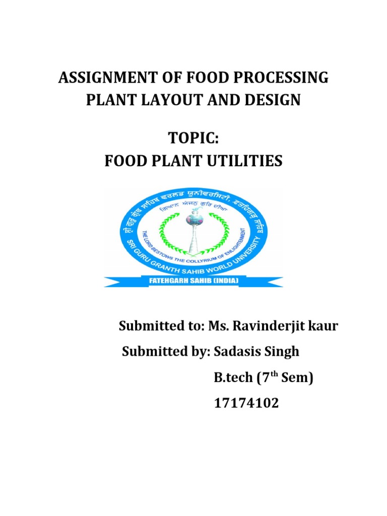 Assignment of Food Processing Plant Layout and Design | PDF ...