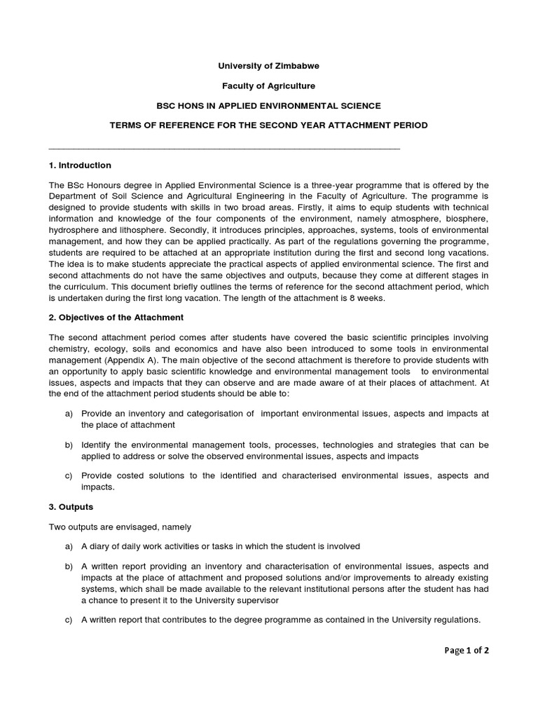 HAES 2 Attachment Terms of Ref PDF | PDF | Environmental Science ...