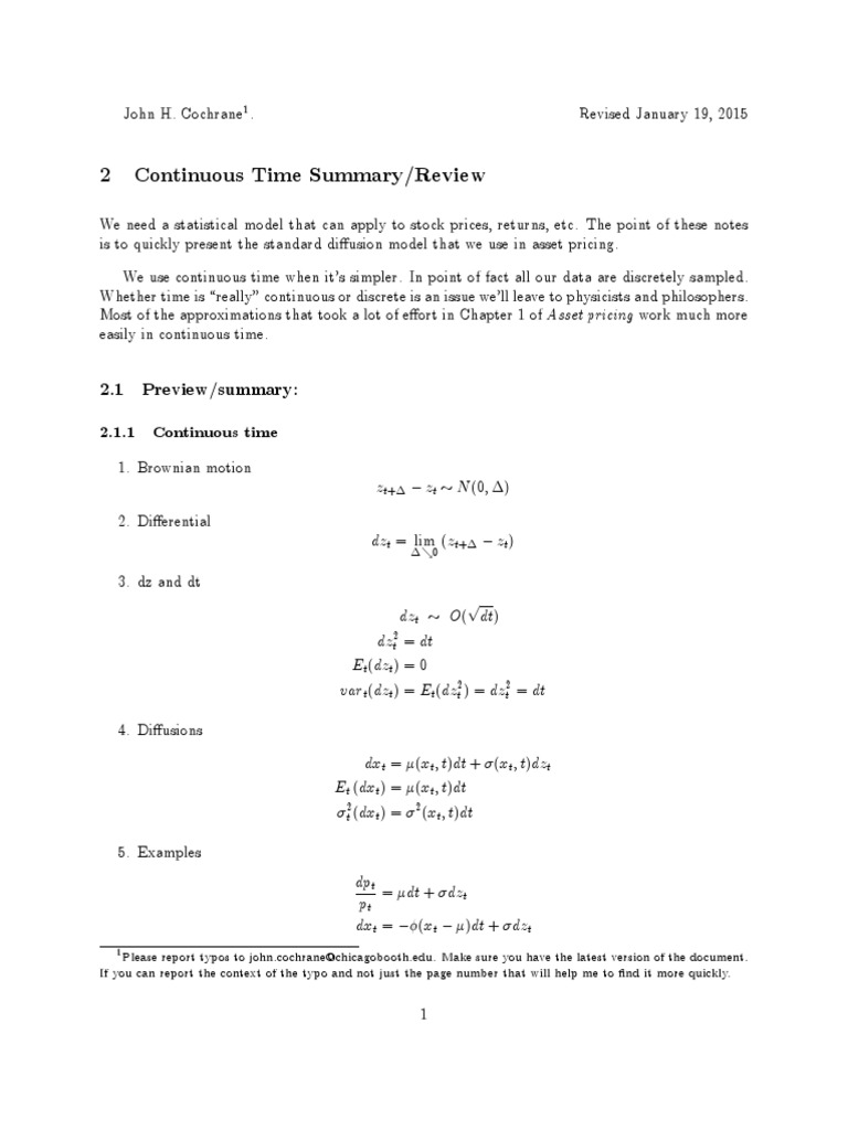 Continuous - Time - Vs Discrete Time | PDF | Variance | Integral