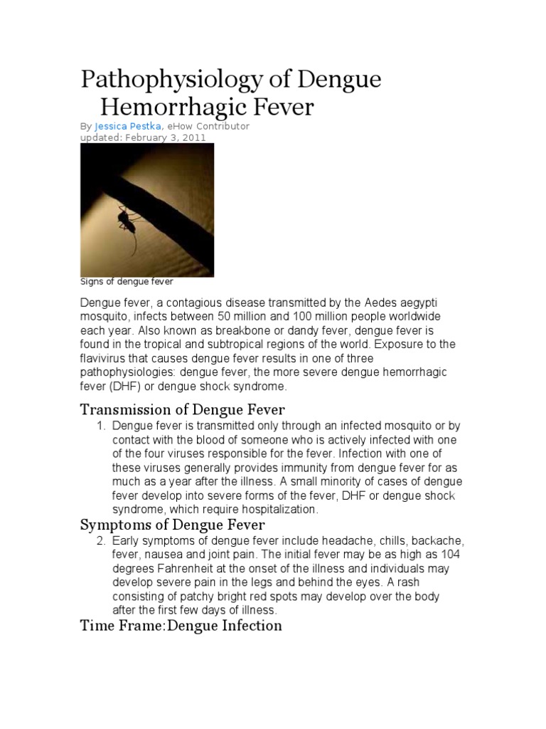 Pathophysiology of Dengue Hemorrhagic Fever | Animal Viral Diseases ...