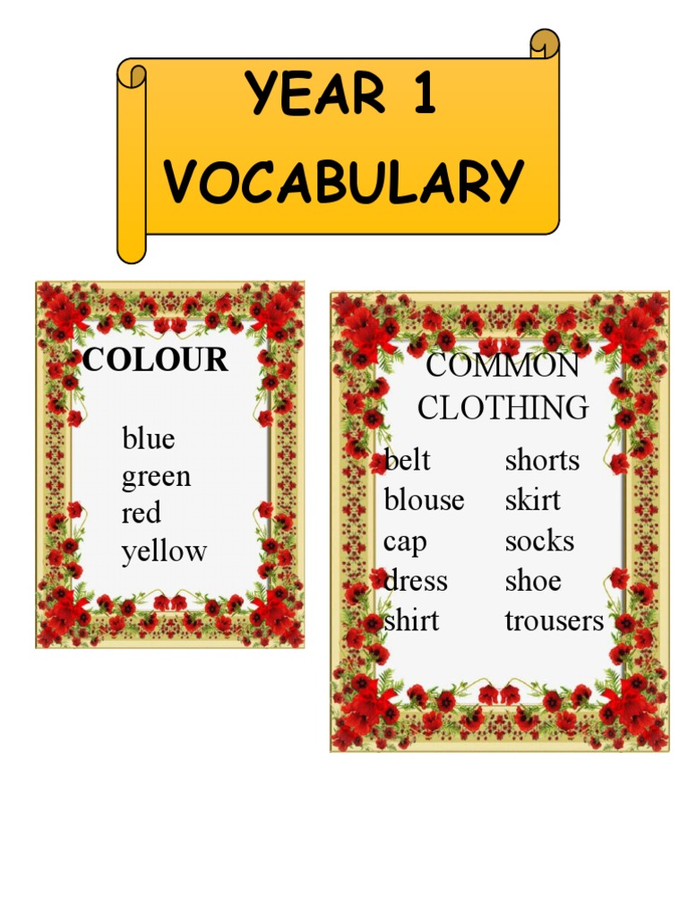Year 1 Vocabulary Basics | PDF