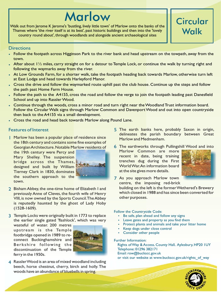 Marlow: Circular Walk | PDF | Trail | Road Transport