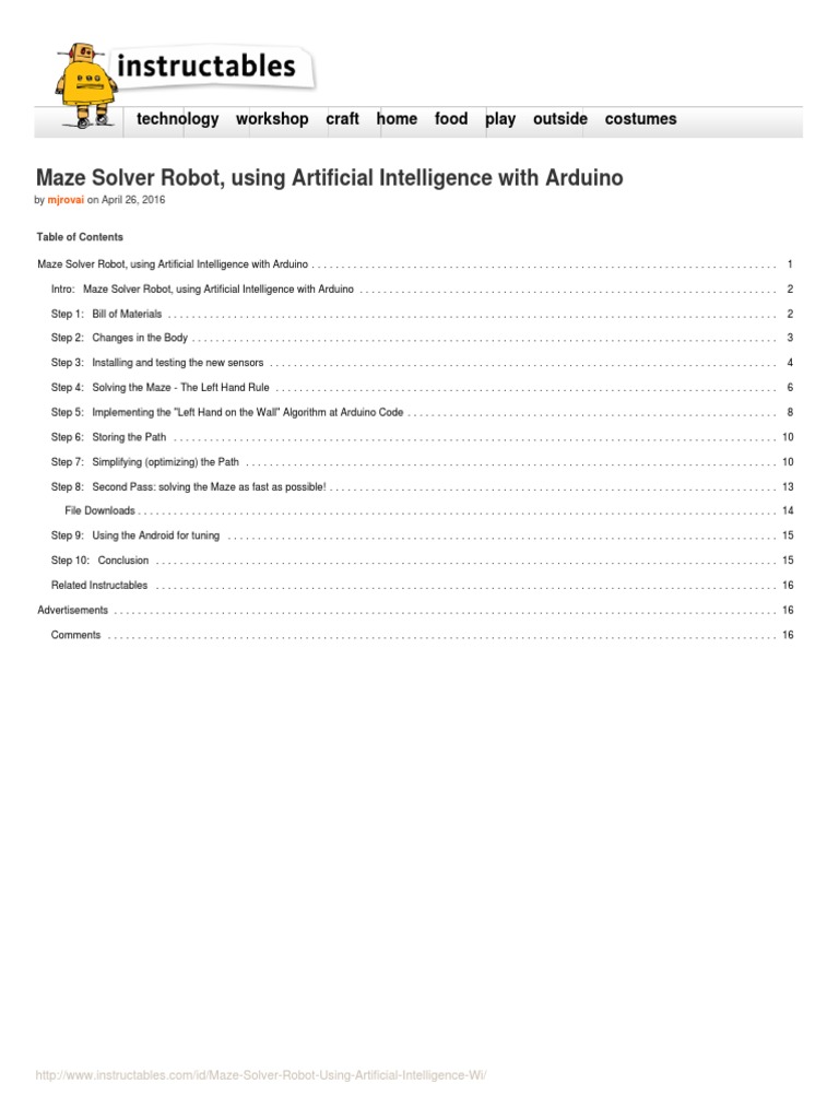 Maze Solver Robot, Using Artificial Intelligence With Arduino | PDF | Maze | Analog To Digital ...