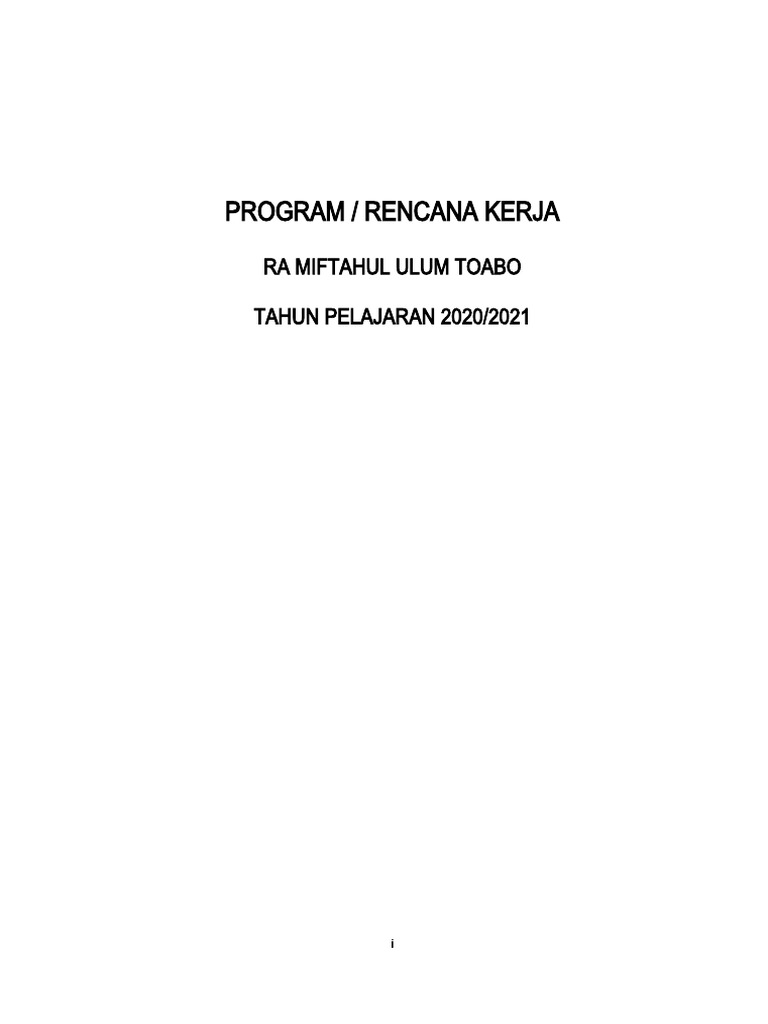 Program Rencana Kerja RA MIFTAHUL ULUM TOABO | PDF