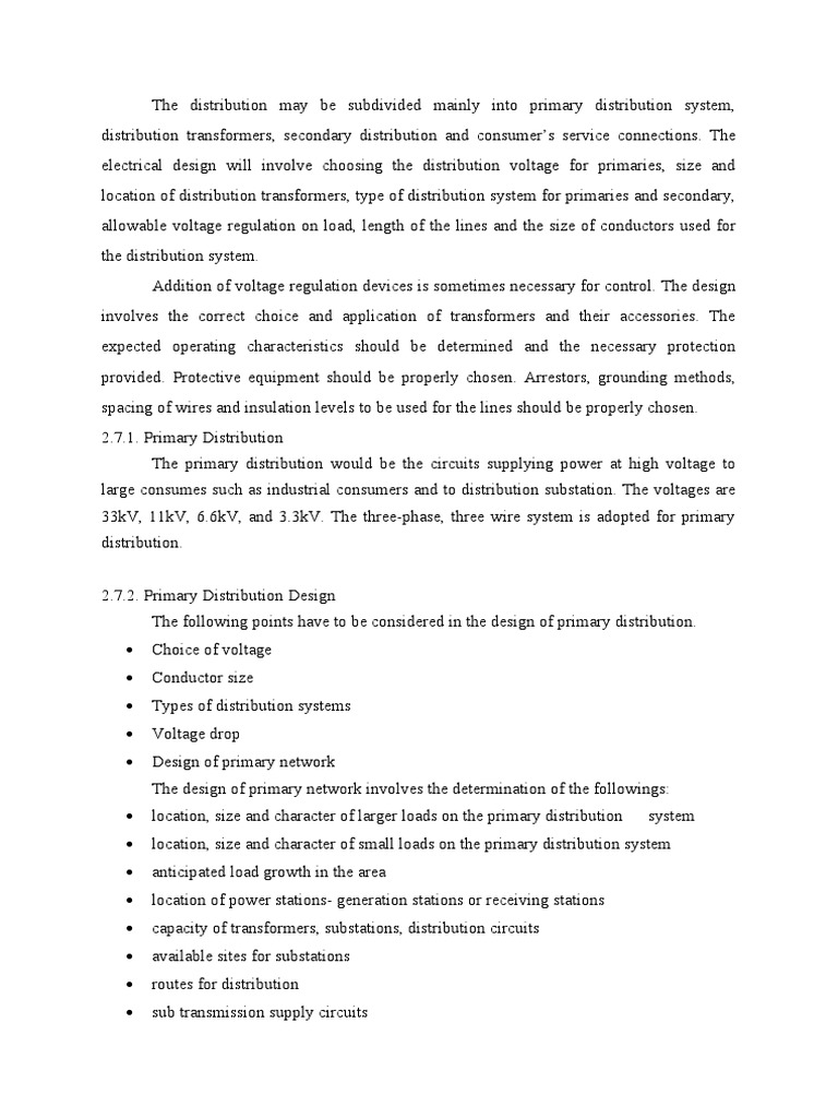 Design Considerations for Primary and Secondary Electrical Distribution ...