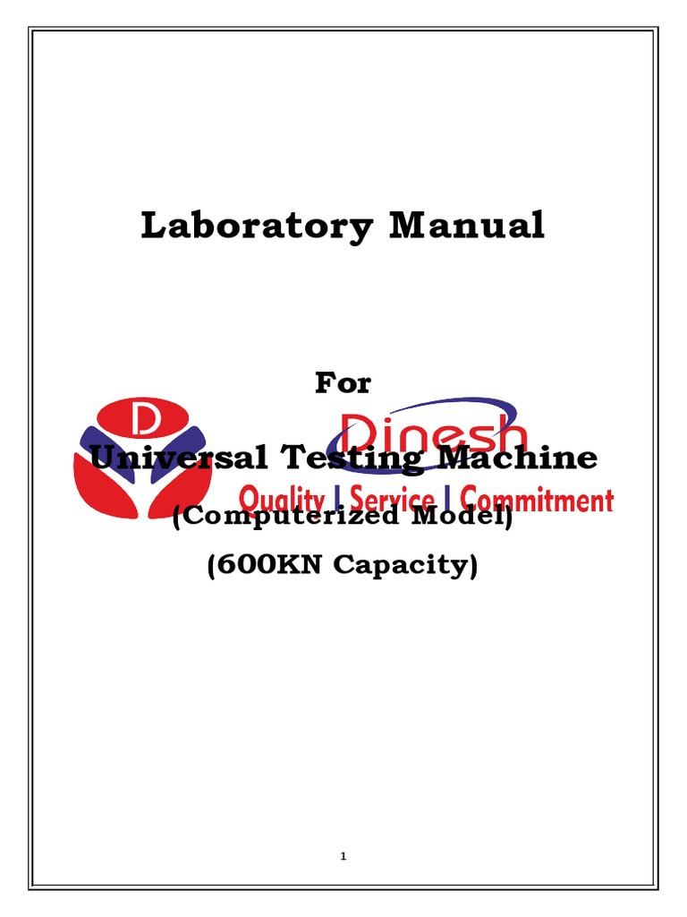 Universal Testing Machine-Computersied Lab Manual | PDF | Deformation ...