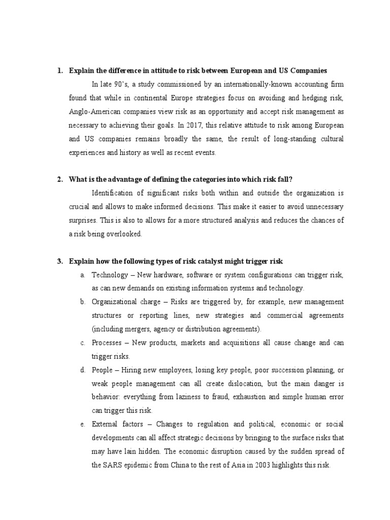 Explain The Difference in Attitude To Risk Between European and US ...