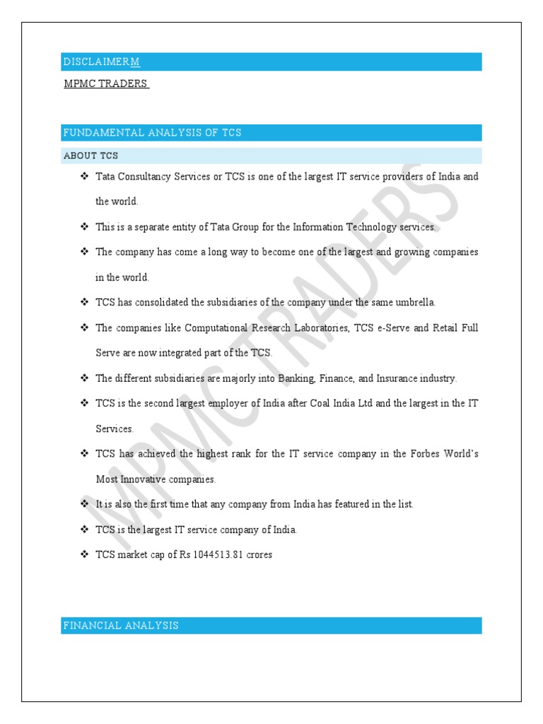 Fundamental Analysis of TCS | PDF | Investing | Financial Economics