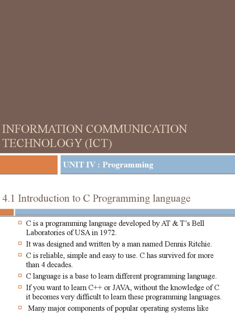 Information Communication Technology (Ict) : UNIT IV: Programming | PDF ...