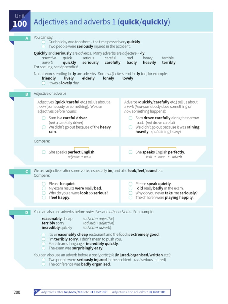 Adjectives and Adverbs 1 (Quick/quickly) : Quickly Quickly Seriously ...