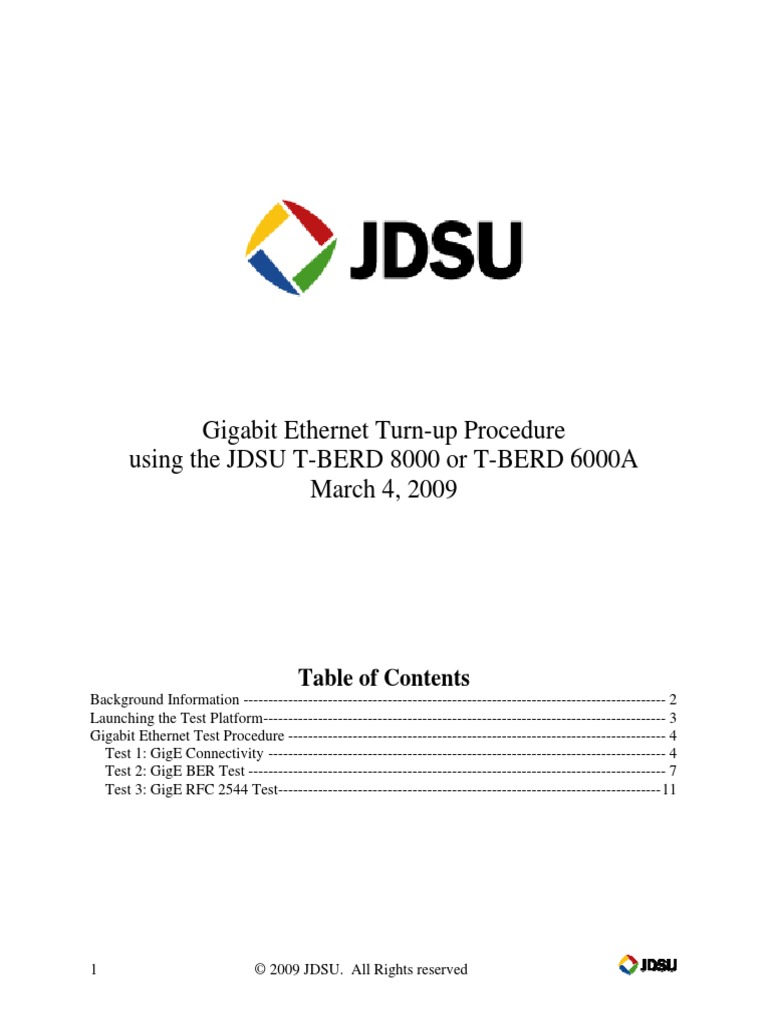 Jdsu Bert & RFC 2544 Testing | PDF | Wavelength Division Multiplexing ...