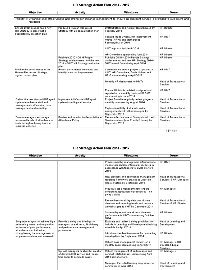 HR Annual Action Plan Format | PDF | Apprenticeship | Recruitment
