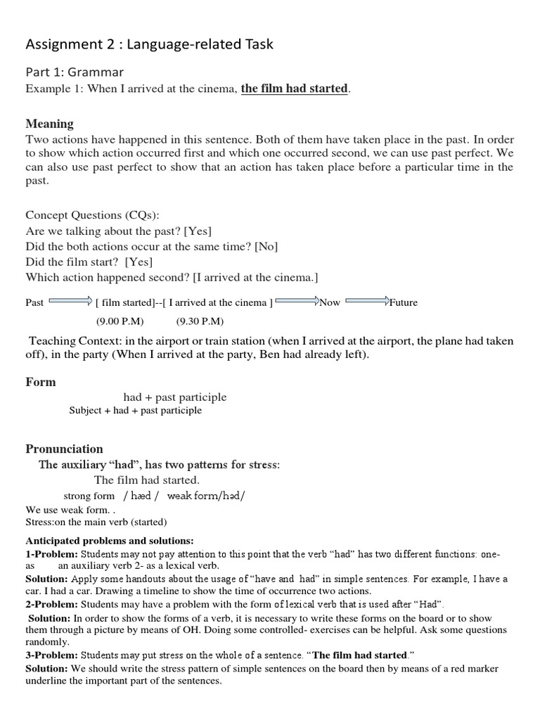 Celta Assignment 2 Pdf Stress Linguistics Verb