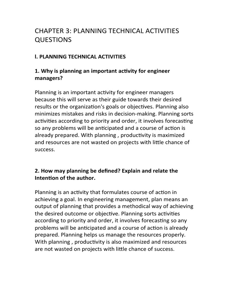 CHAPTER 3-Planning Technical Activities | PDF | Goal | Planning