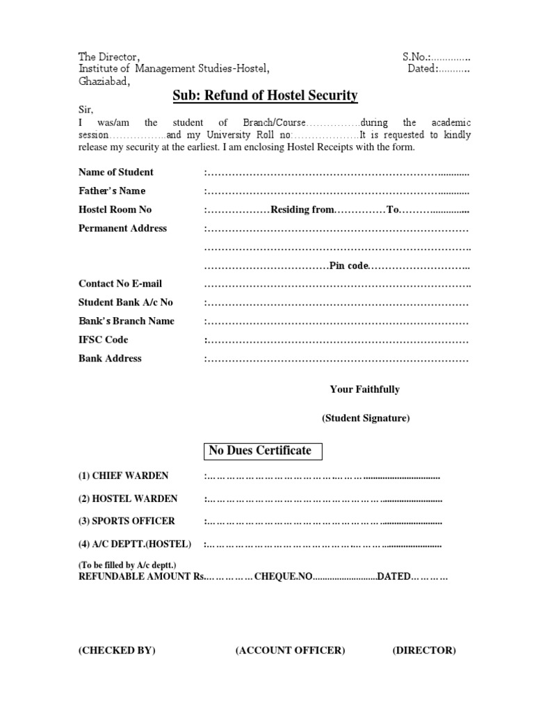 Hostel Withdrawal Form | PDF