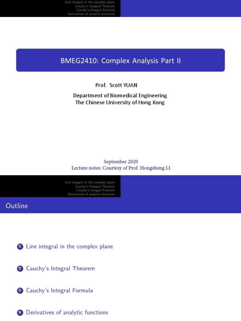 BMEG2410: Complex Analysis Part II | PDF | Integral | Mathematical Relations