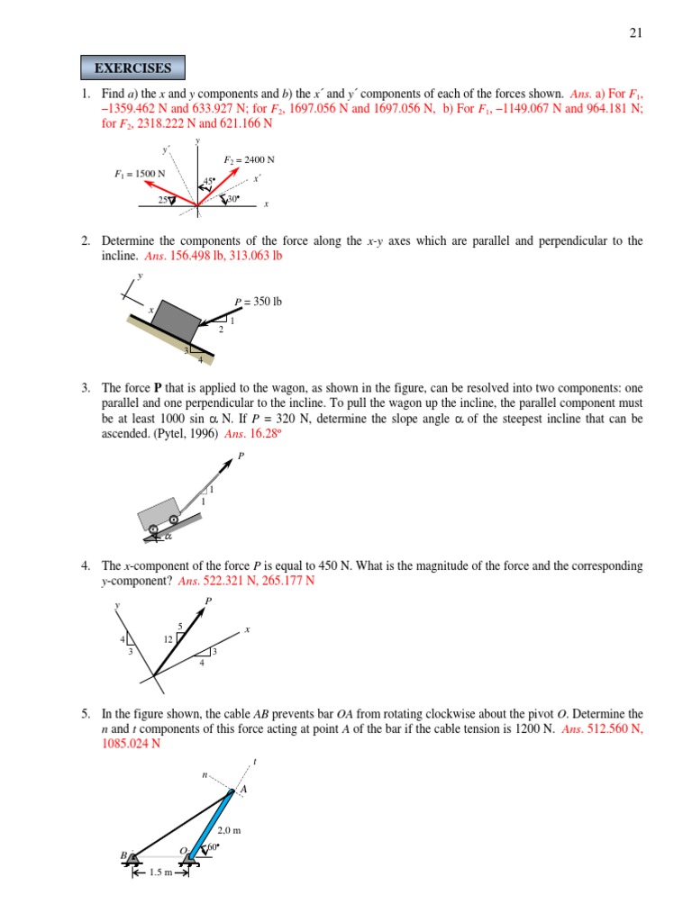 SAMPLE PROBLEMS Finding Rectangular Components of A Force | Download ...