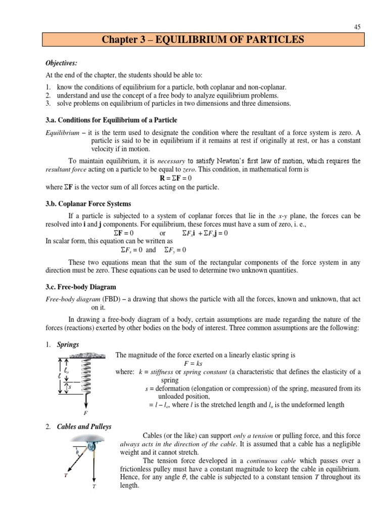 Chapter 3 - Equilibrium of Particles: Objectives | PDF | Force ...