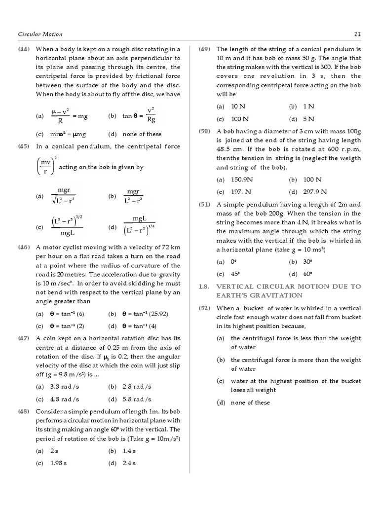 Circular Motion-11 | PDF | Rotation Around A Fixed Axis | Gravity
