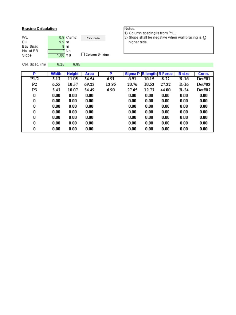 Bracing Calculation Notes | PDF