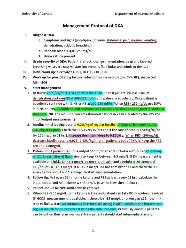 DKA Management Protocol Guidelines | PDF | Disorders Of Endocrine ...