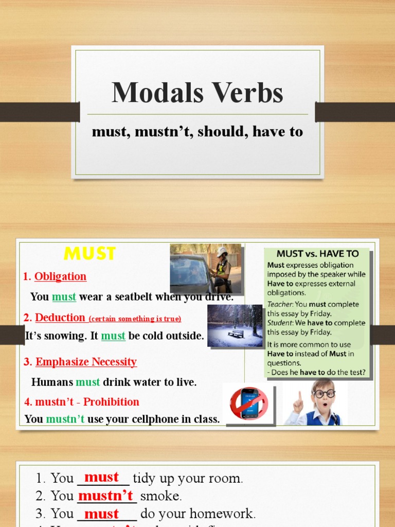Modals Verbs: Must, Mustn't, Should, Have To | PDF