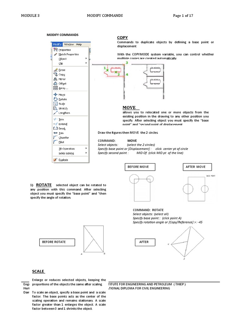 3 - Rev - Module 3 Modify Commands | PDF | Circle | Diameter