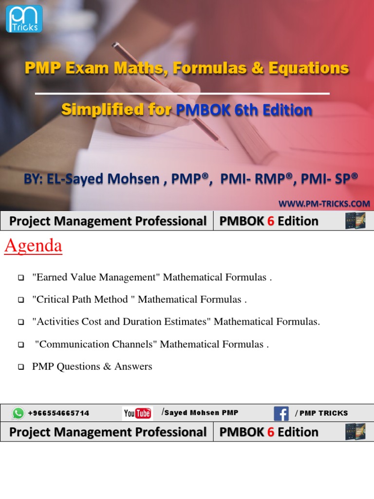 PMP Exam Maths, Formulas & Equations - Sayed Mohsen-2020-04-03 00 - 50 - 54 PDF | PDF | Project ...