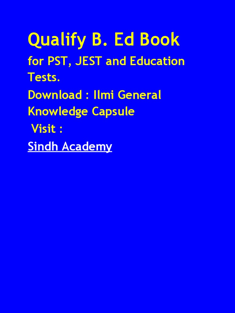 B.Ed Test Prep for PST and JEST | PDF | Career & Growth | Science ...