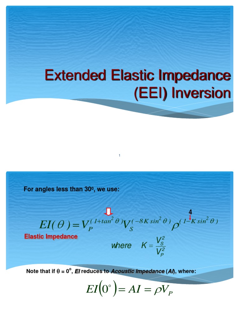 Extended Elastic Impedance EEI Inversion PDF | PDF | Reflection Seismology | Young's Modulus