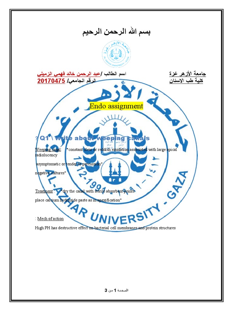 Weeping Canals in Endodontics Explained | PDF