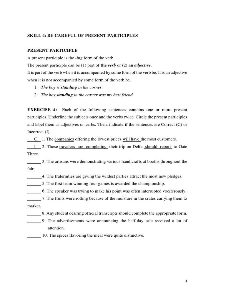 Skill 4: Be Careful of Present Participles | PDF | Verb | Tide