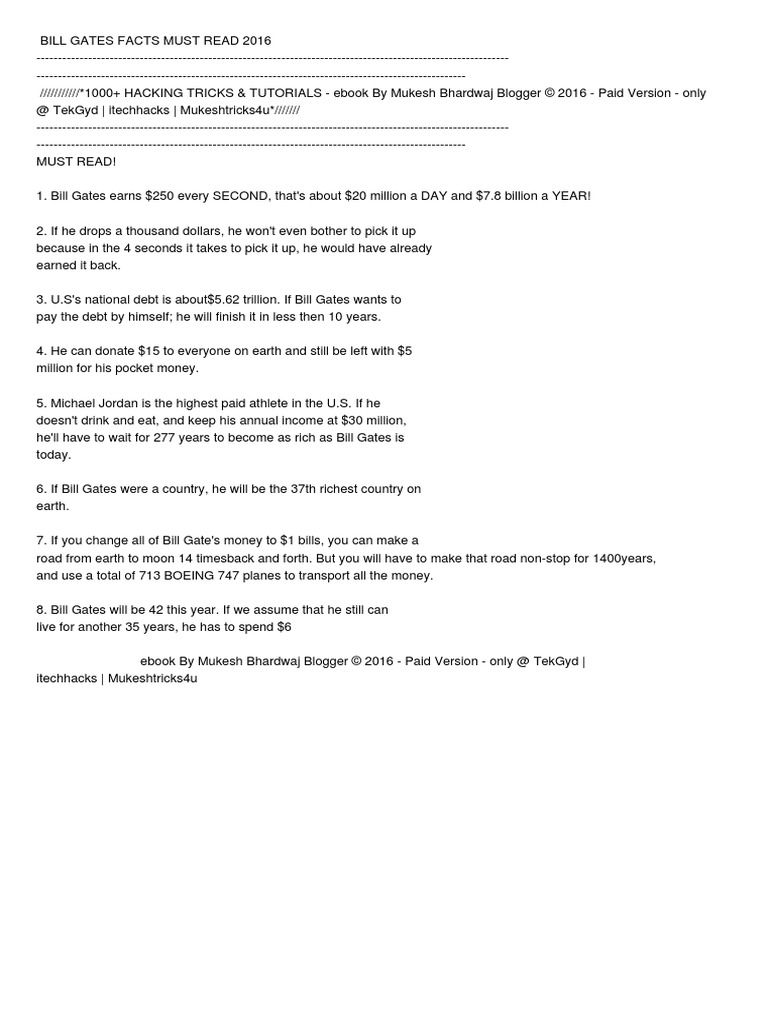 8 Facts About Bill Gates PDF | PDF