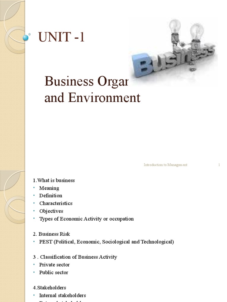 UNIT - 1 BO & Environment | PDF | Sole Proprietorship | Employment