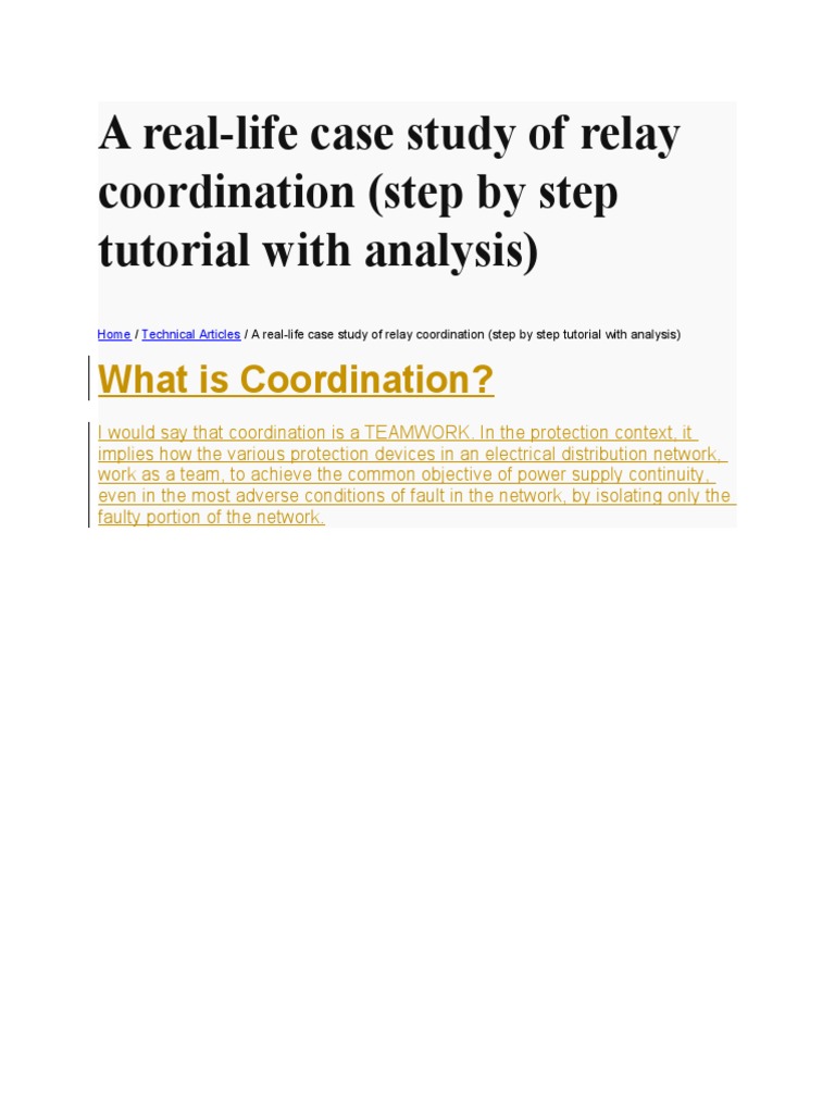 Relay Coordination Case Study Analysis | PDF