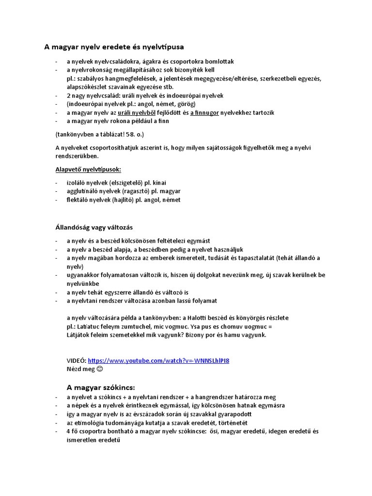 A Magyar Nyelv Eredete | PDF