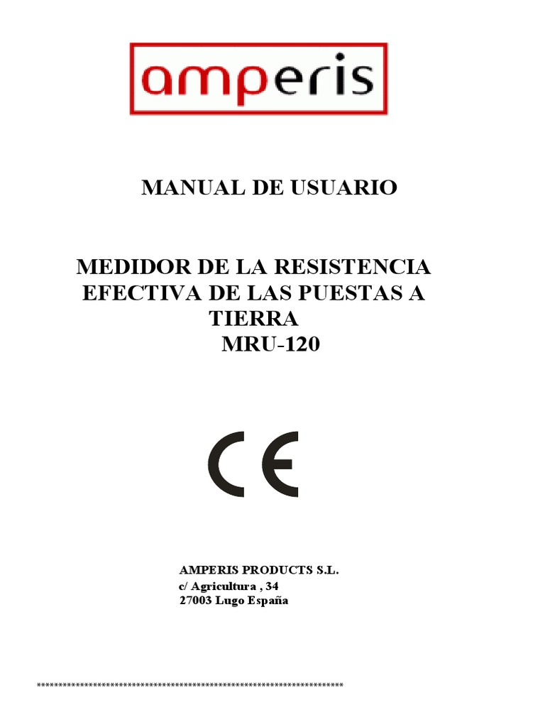 Manual del Medidor MRU-120 Amperis | PDF | Medición | Resistencia ...
