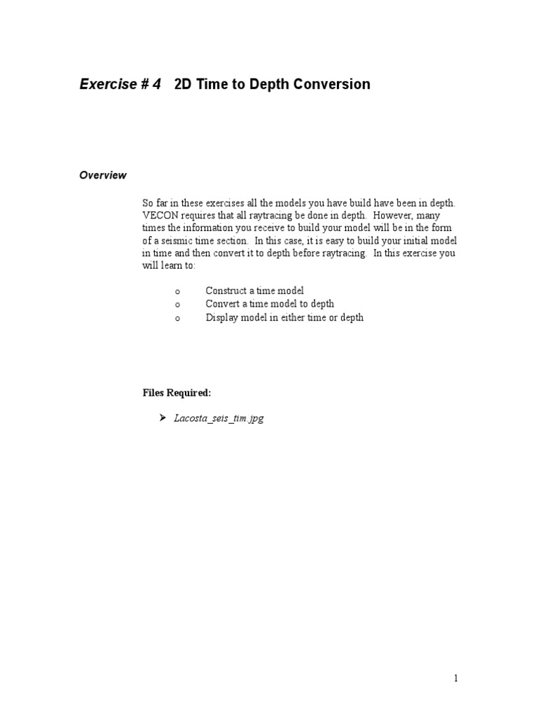 Exercise # 4 2D Time To Depth Conversion: Files Required | PDF ...
