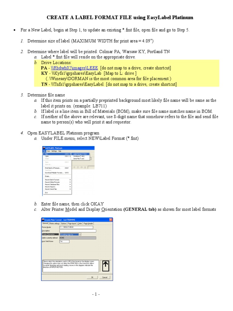 Create A Label Format File Using Easylabel Platinum | PDF | Typefaces ...